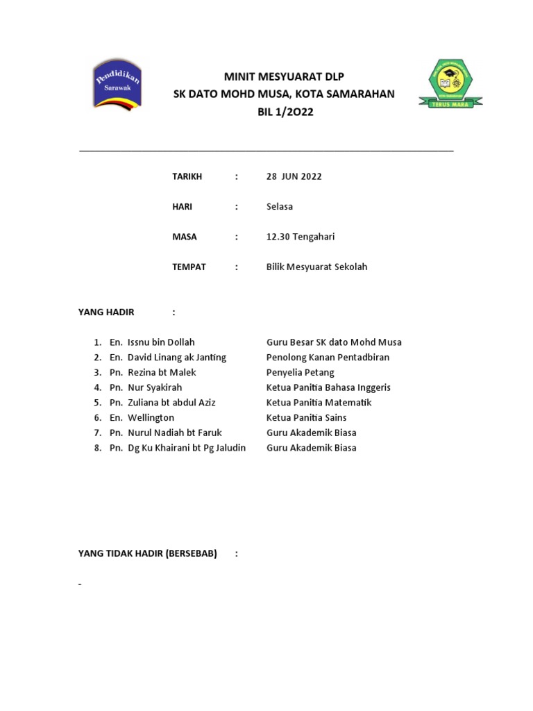 Minit Mesyuarat DLP Bil 1.2022 | PDF