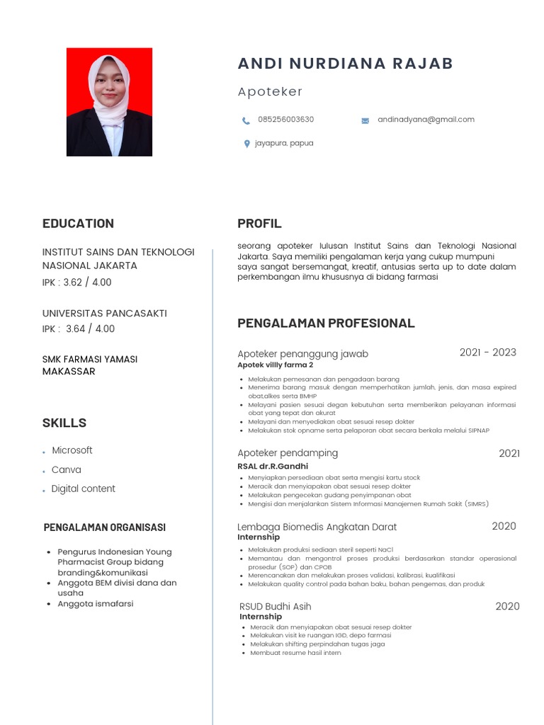 CV Ats Apt. Andi Nurdiana | PDF | Pengembangan Diri | Sains & Matematika