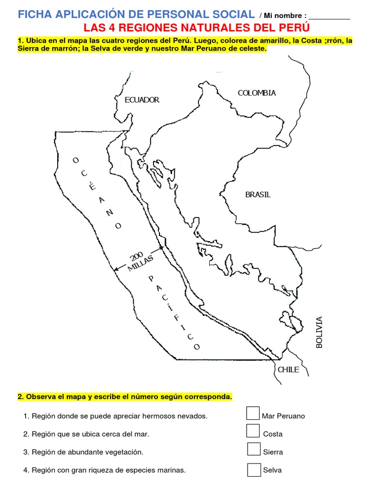 Regiones Naturales del Perú para Colorear | PDF | Perú