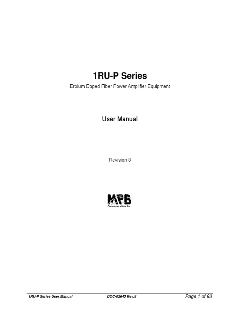 DOC-02643 Rev.8 1RU-P Series User Manual | PDF