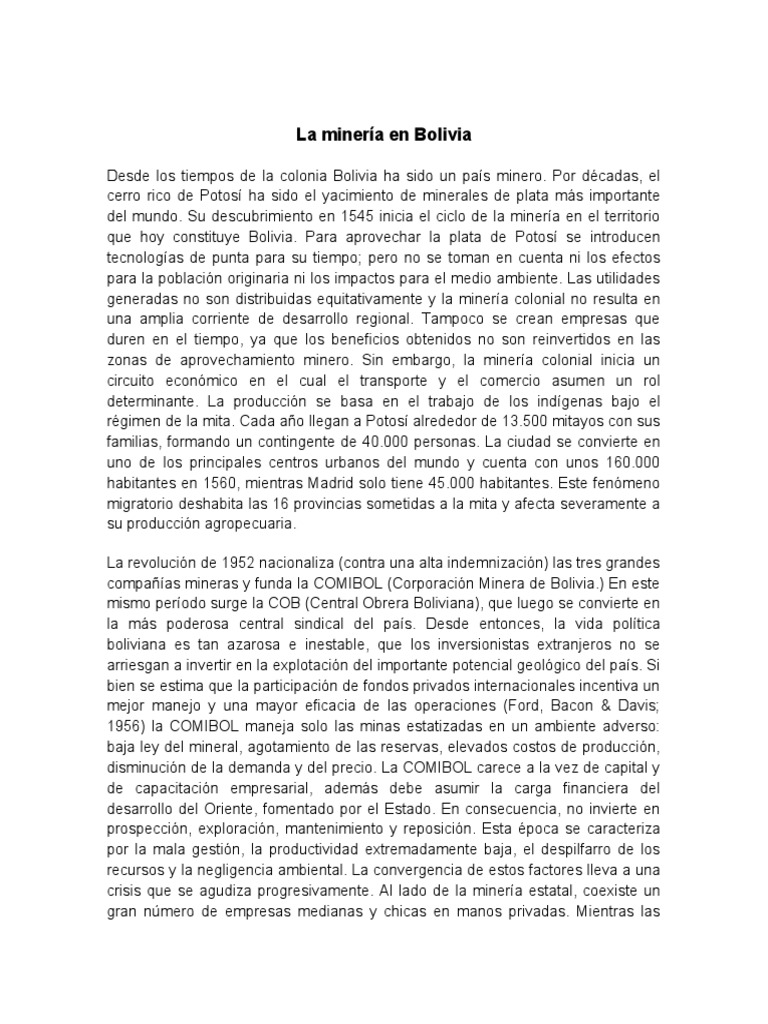 MINERIA | PDF | Minería | Bolivia