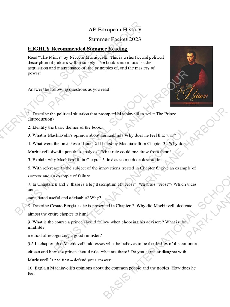 AP European History Summer Packet 2023 | PDF