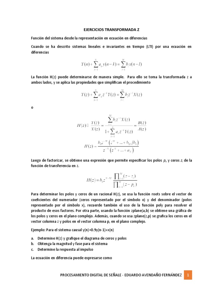 Ejercicios de Transformada Z | PDF | Pi | Ecuaciones