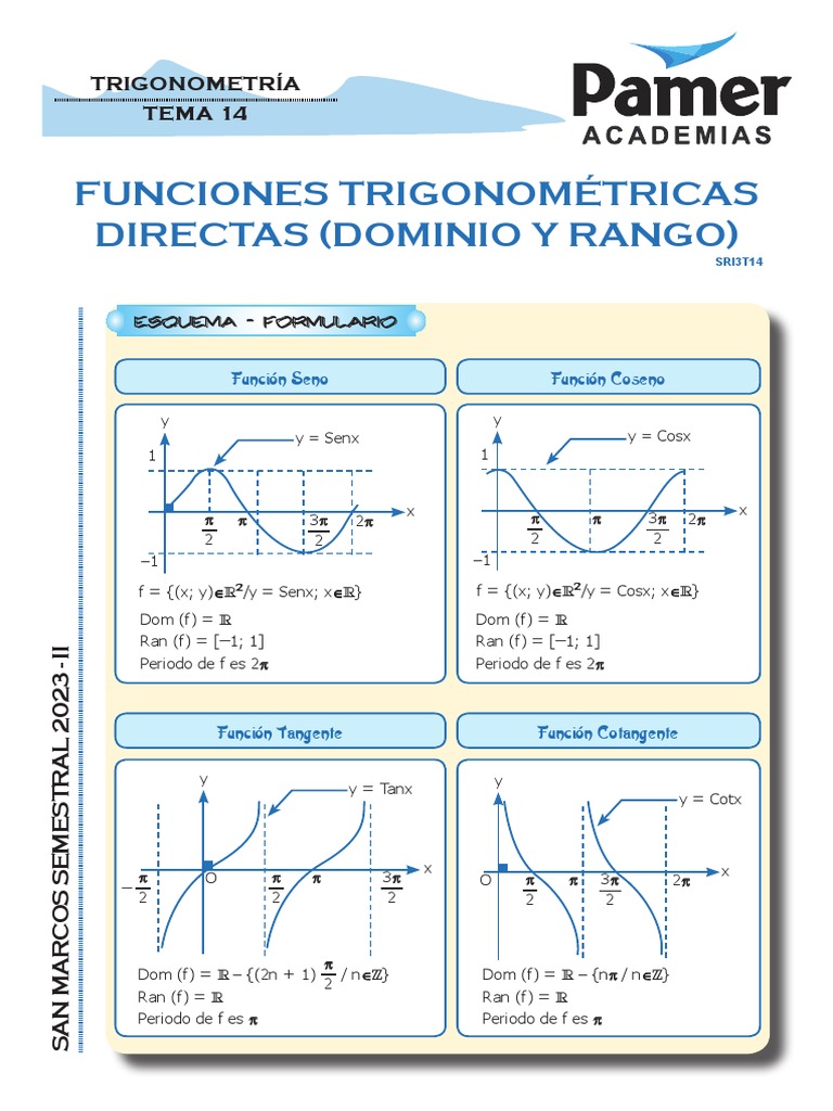 C - Sem14 - Trigo - Funciones Trigonométricas Directas (Dominio y Rango) | PDF