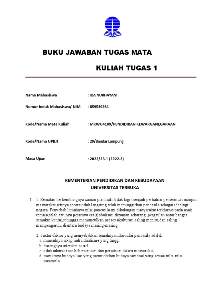 Mkwu4109 Pendidikankewarganegaraan Tugas1 | PDF | Ilmu Sosial