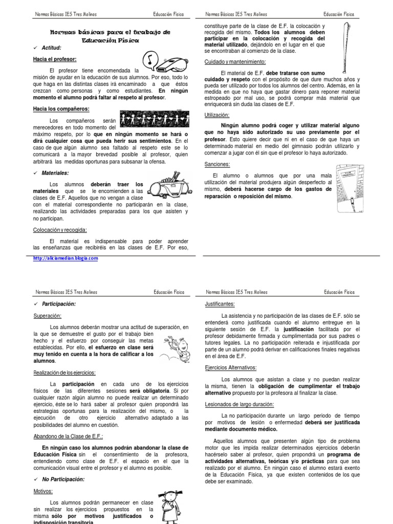 Normas de Educación Física para Primaria | PDF | Educación Física ...