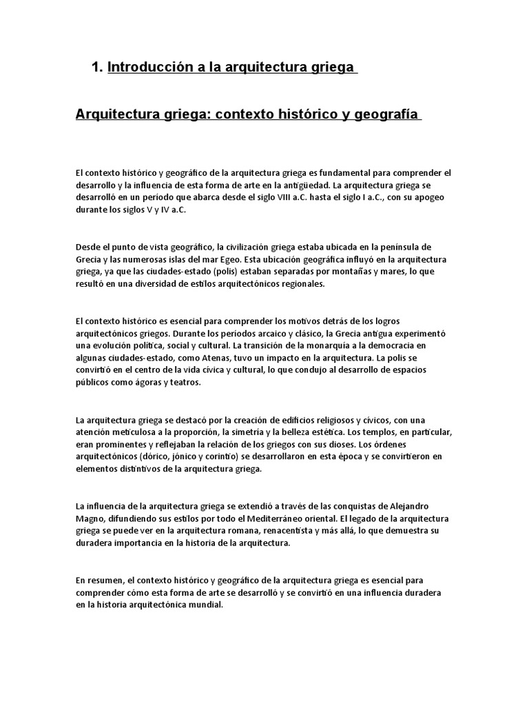 Introducción A La Arquitectura Griega | PDF | Antigua Grecia | Grecia