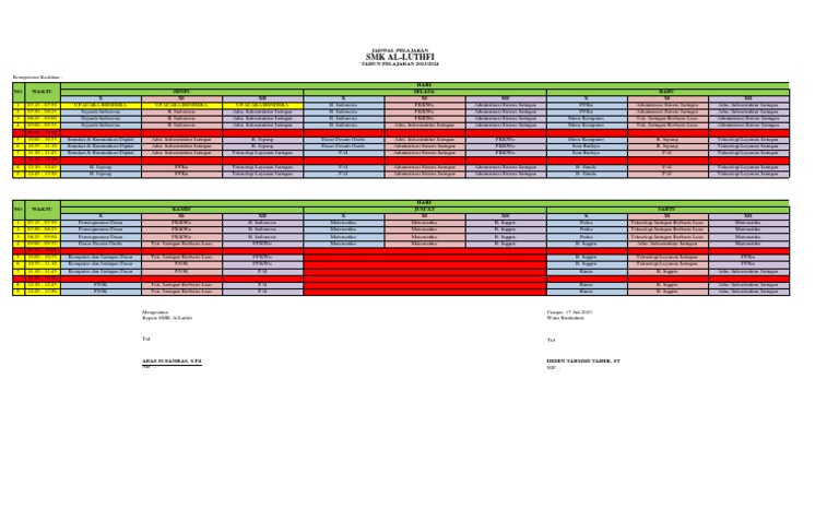 PEMBAGIAN JAM MENGAJAR GURU 2023-2024 Fix | PDF