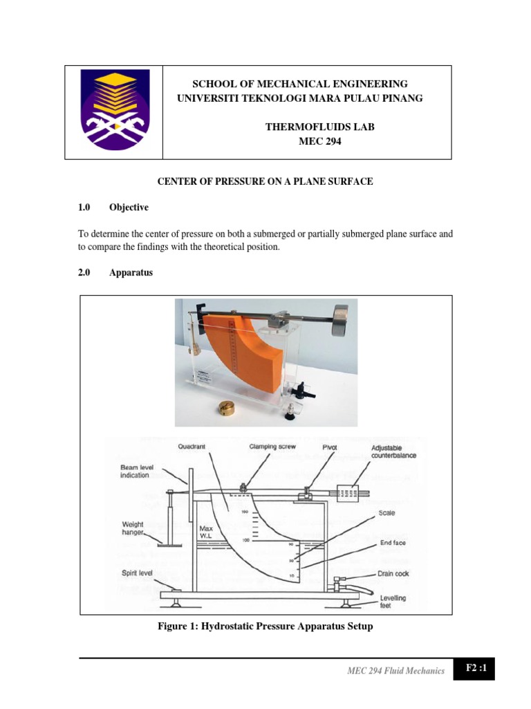 F2 - Center of Pressure | PDF | Pressure | Force