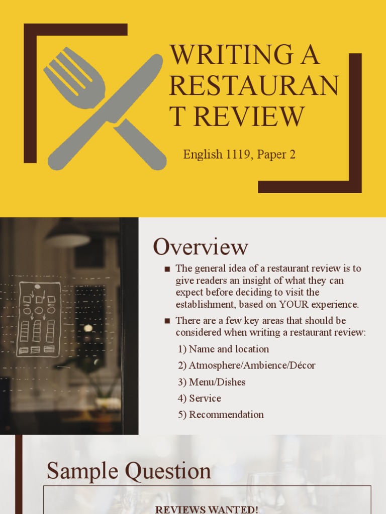 Restaurant Review | PDF | Cooking, Food & Wine