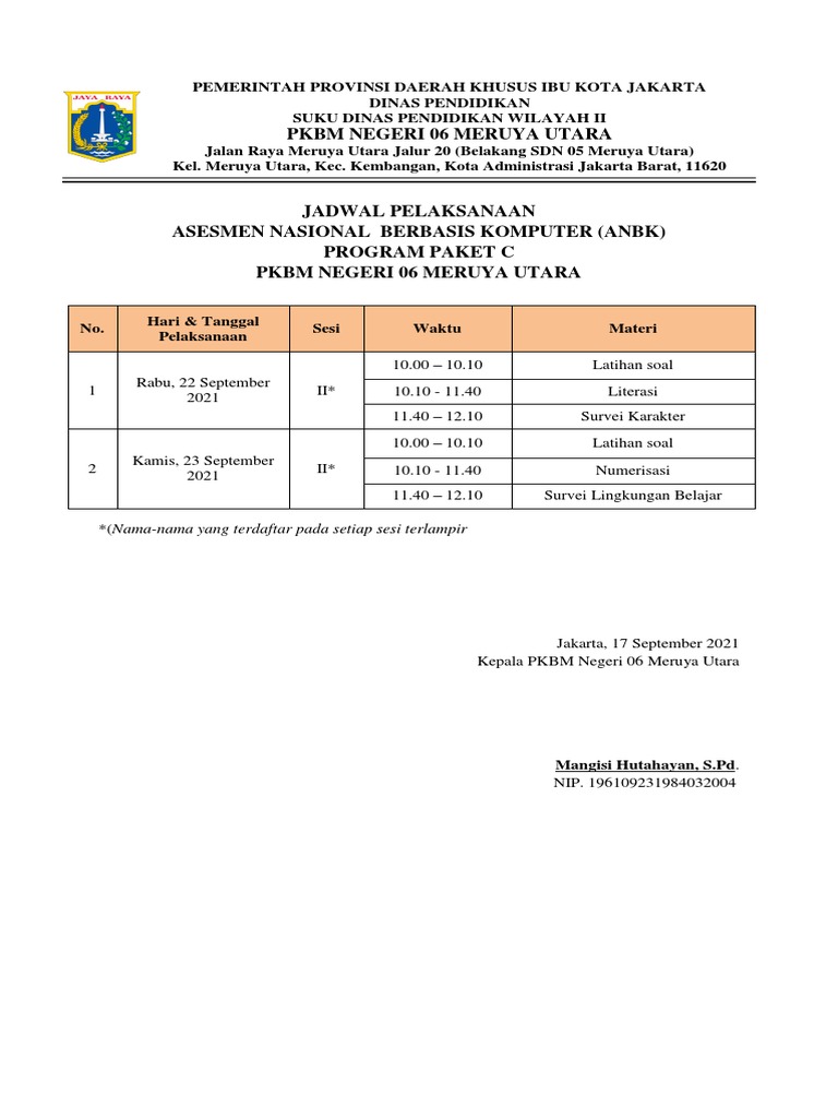 Jadwal Anbk PC 2021 Fixx | PDF