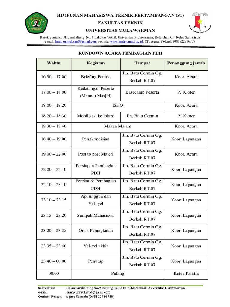 Rundown Acara Pembagian PDH | PDF