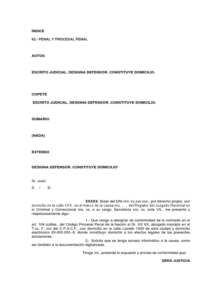 Modelo Designación Defensor | PDF | Derecho