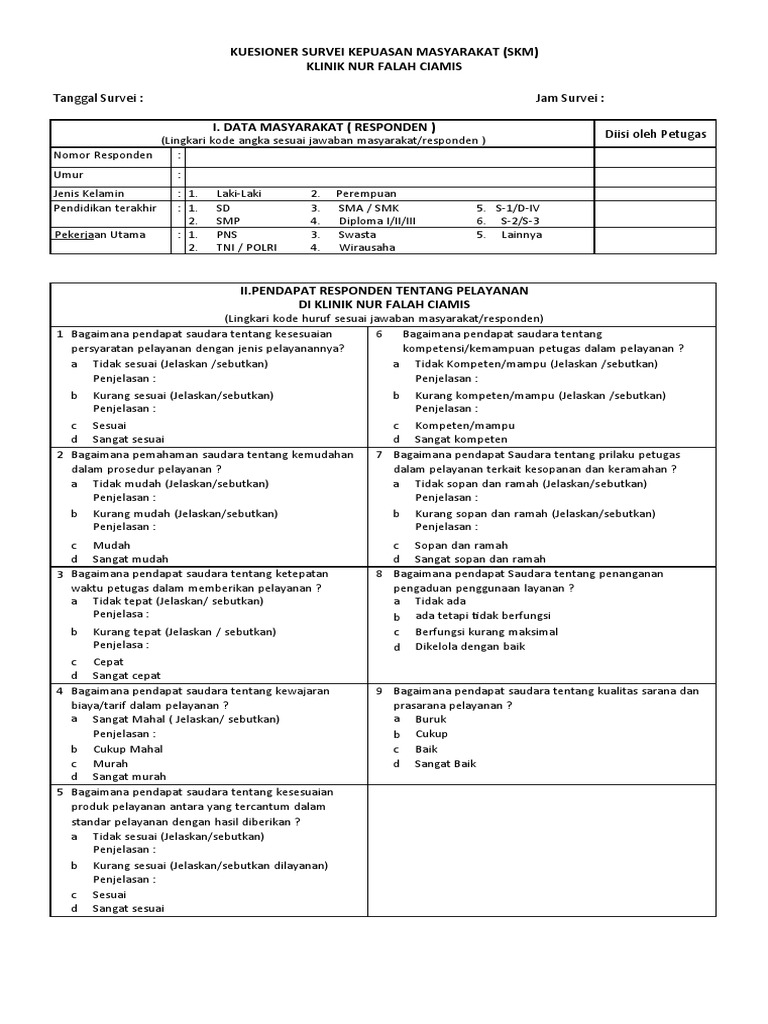 KUISONER KEPUASAAN MASYARAKAT Nur Falah | PDF