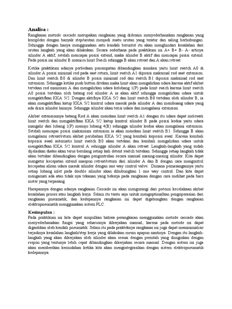 Metode Cascade dalam Kontrol Pneumatik | PDF | Sains & Matematika