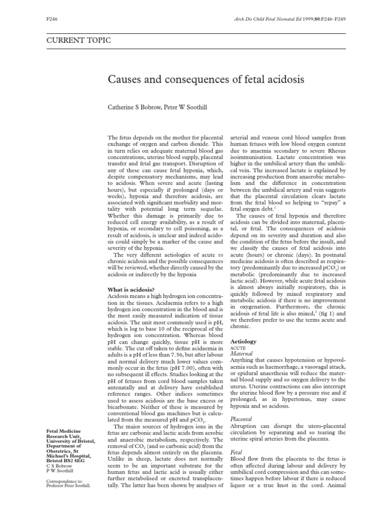 Fetal Acidosis: Causes and Consequences | PDF | Fetus | Hypoxia (Medical)
