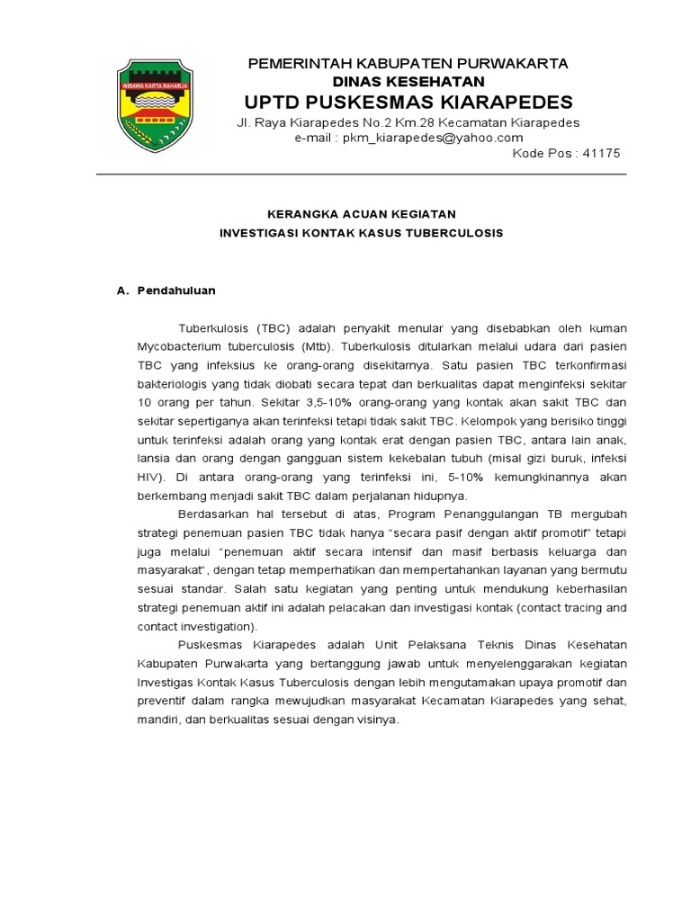 2 KAK Investigasi Kontak Kasus TB | PDF