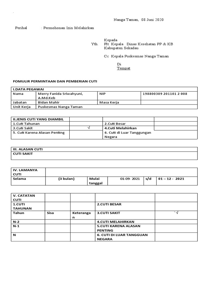 Format Cuti PNS | PDF