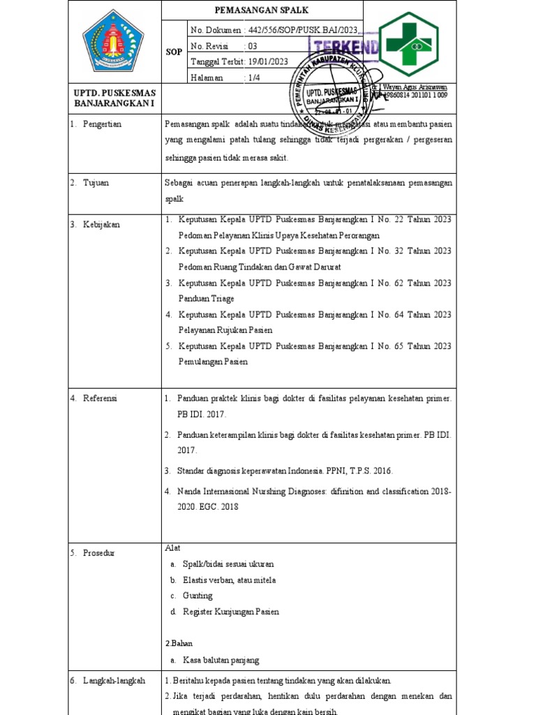 Sop Pemasangan Spalk Sudah | PDF