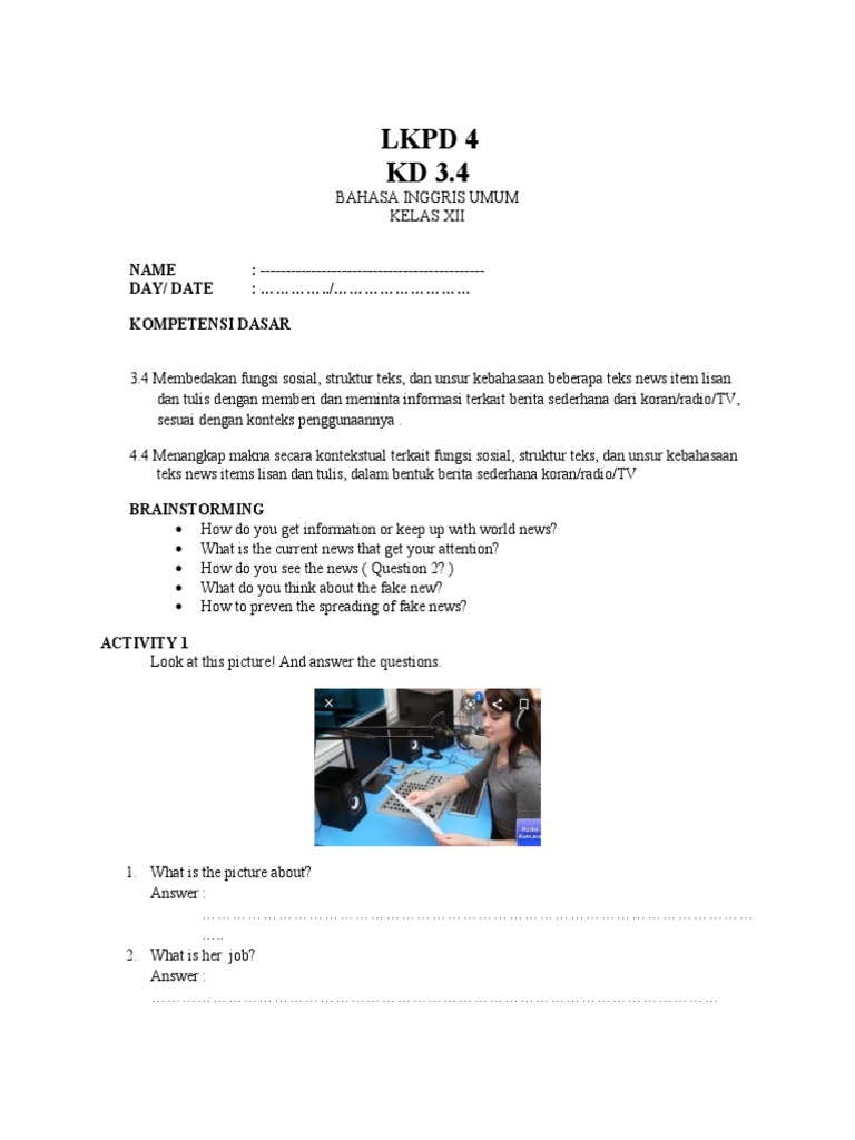 LKPD KD 3.4 News Item | PDF
