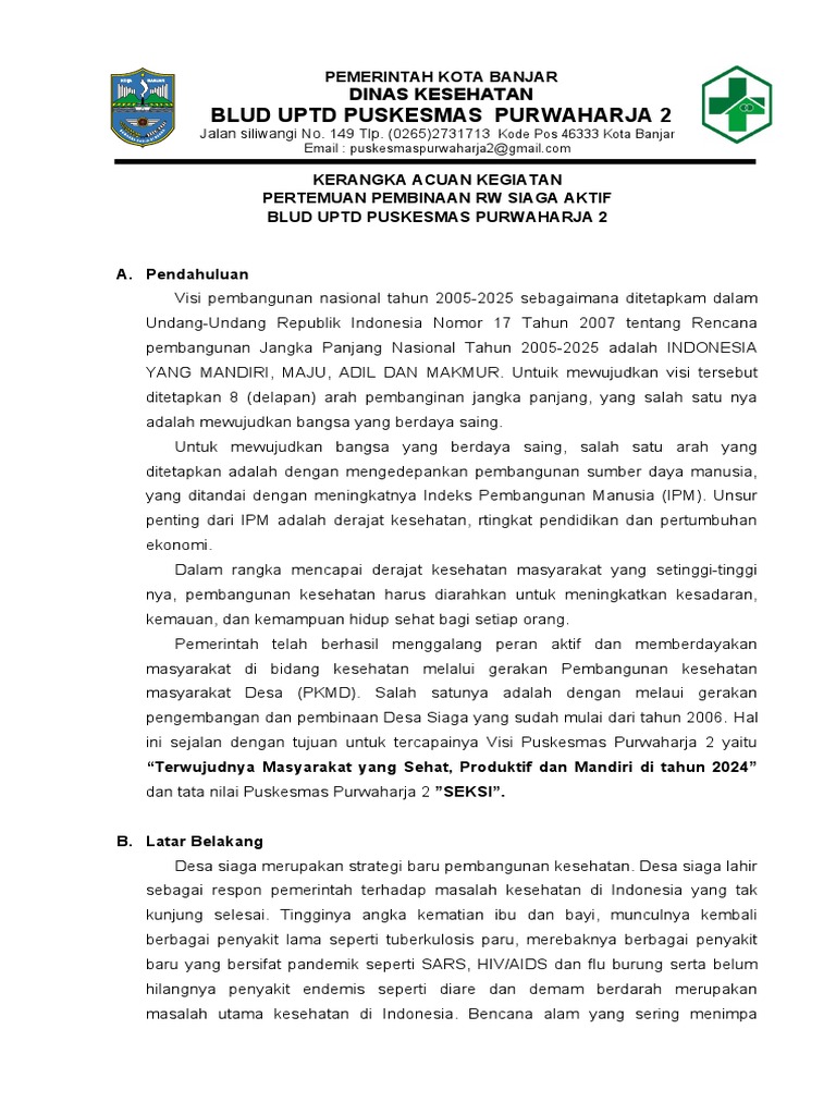 Kak Pembinaan RW Siaga 2023 | PDF