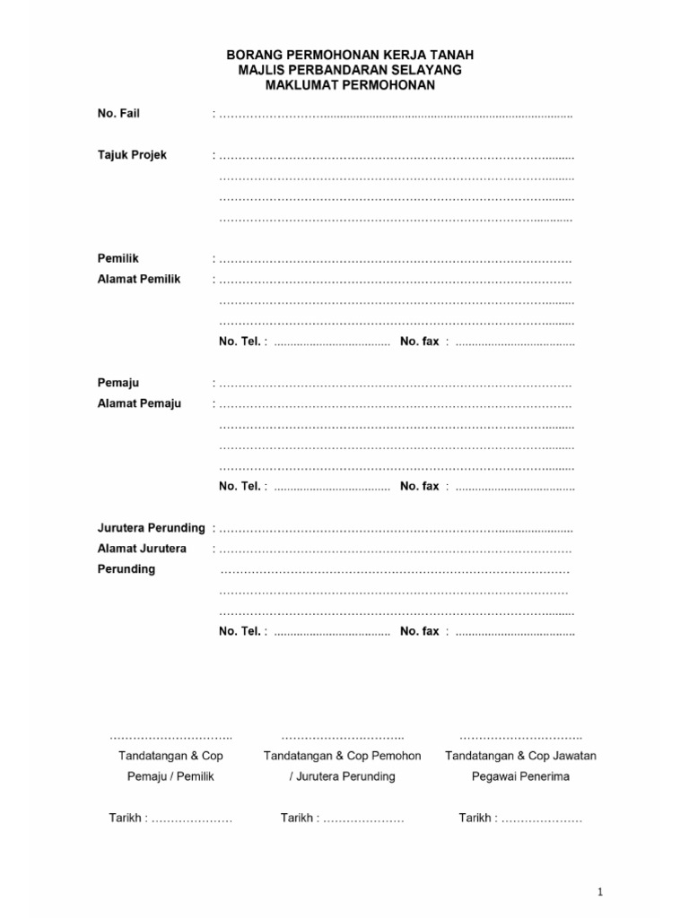 1a. Borang kt1 kt2 kt3 - Permohonan Kerja Tanah | PDF