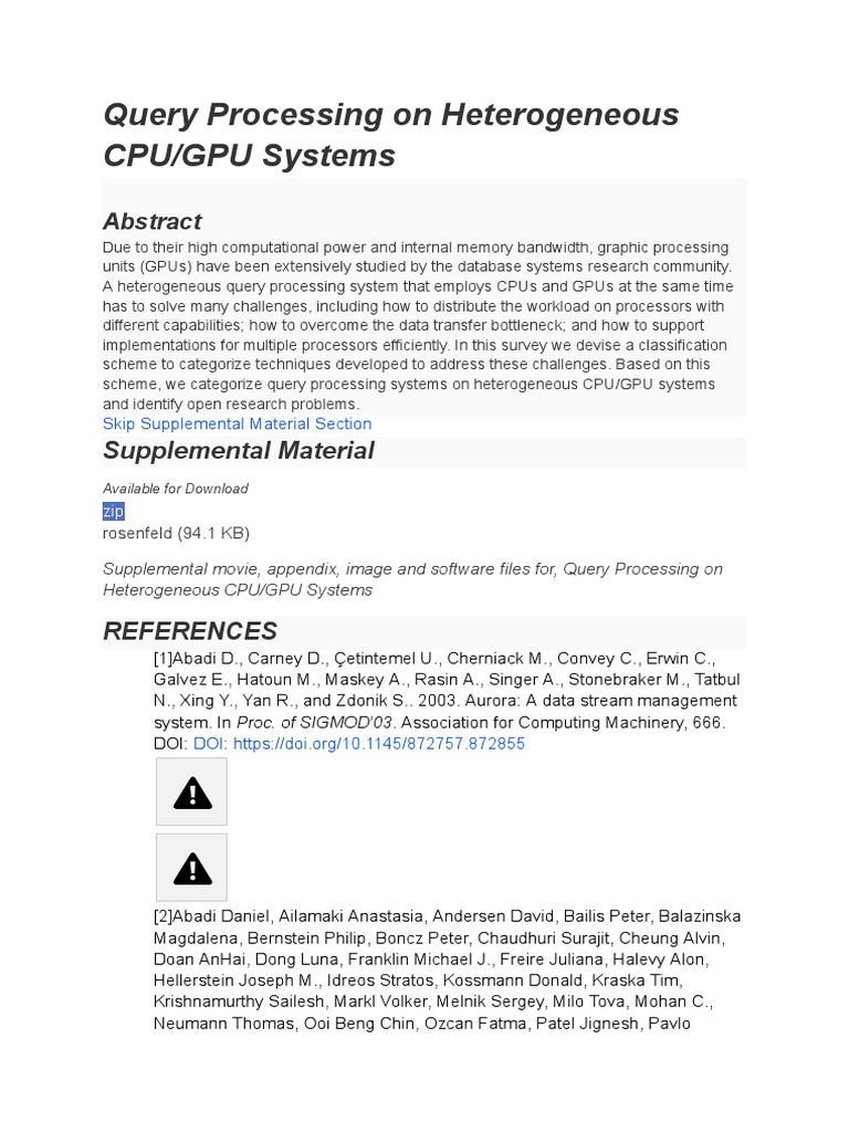 Query Processing On Heterogeneous CPU - GPU Systems | PDF