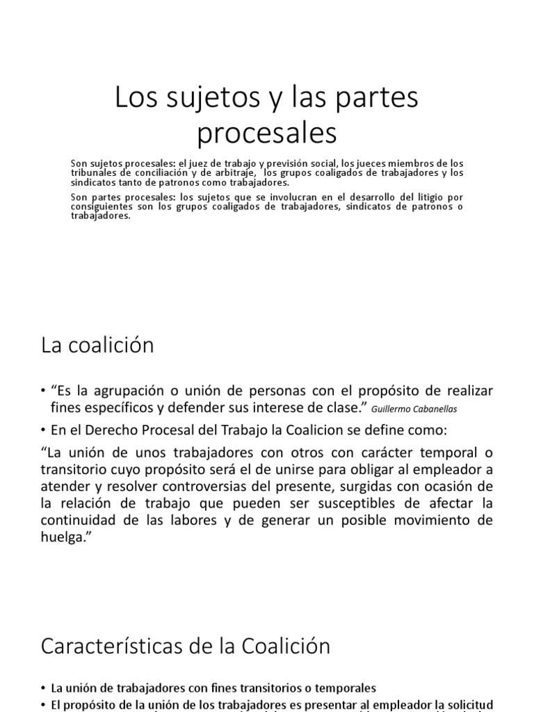 Los Sujetos y Las Partes Procesales | PDF | Sindicato | Derecho laboral