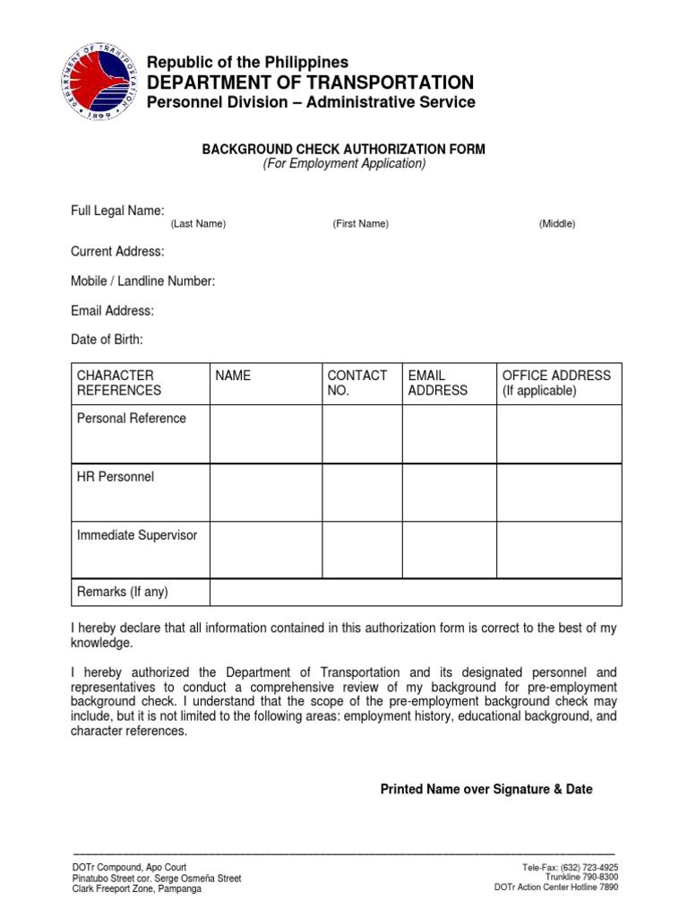 Background Check Authorization Form | PDF