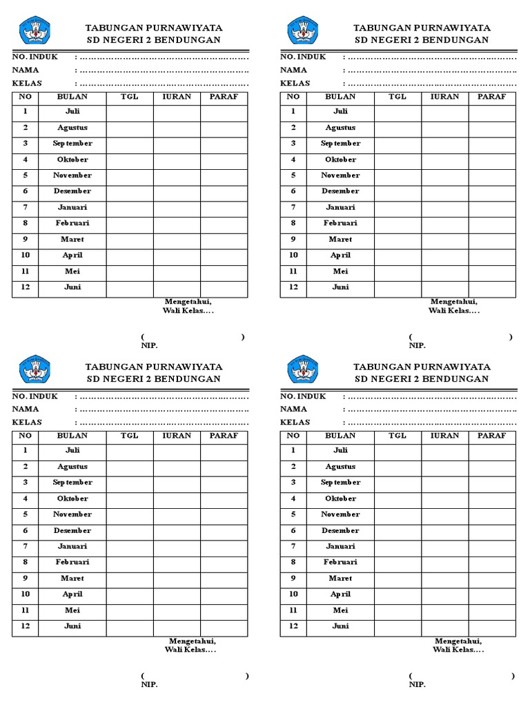 Format Tabungan Purnawiyata | PDF