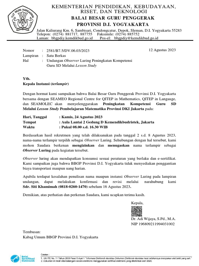 Up-1 Undangan LS DKI 24 Agt 2023 | PDF