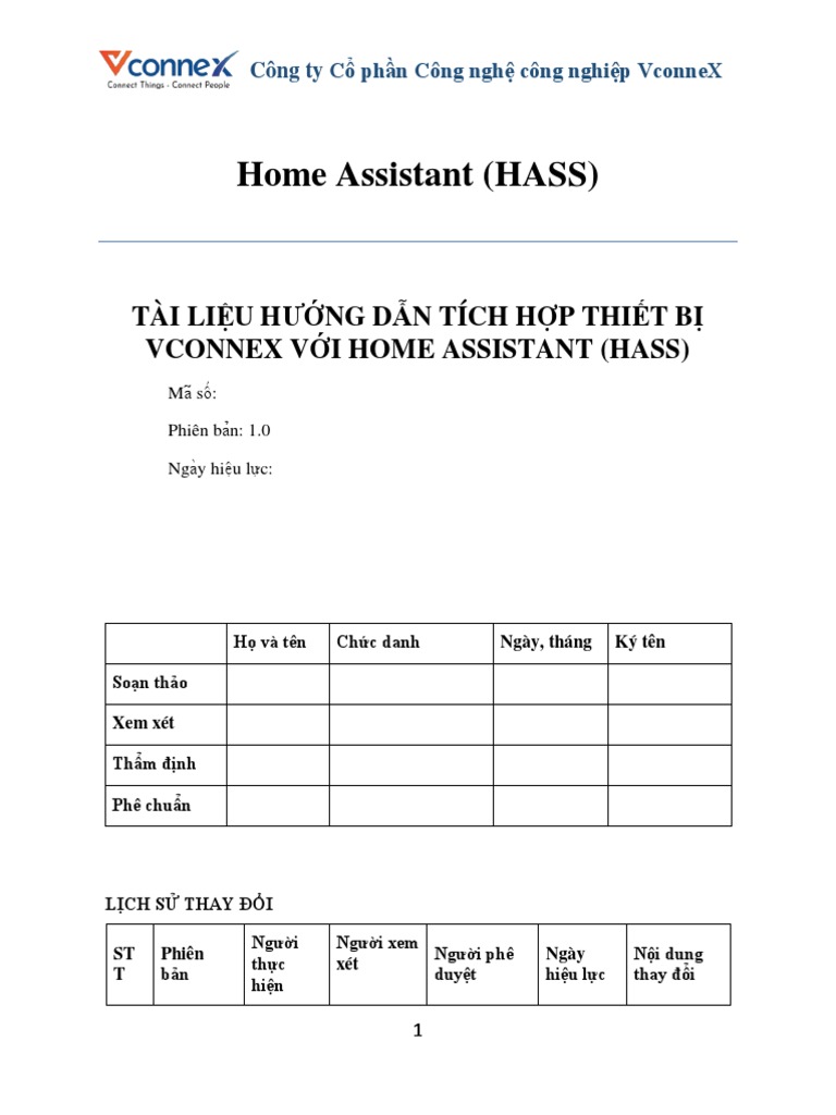 Vconnex Hướng dẫn tích hợp HASS | PDF