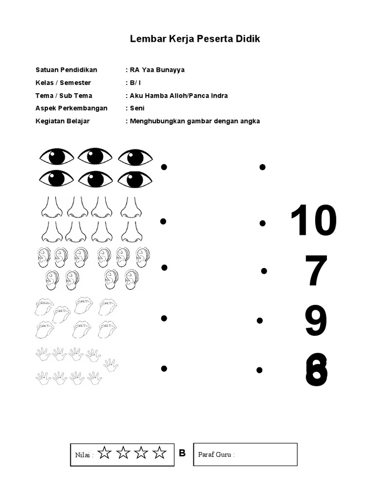 LK Kel B Menghubungkan gambar dengan angka Minggu 3 | PDF