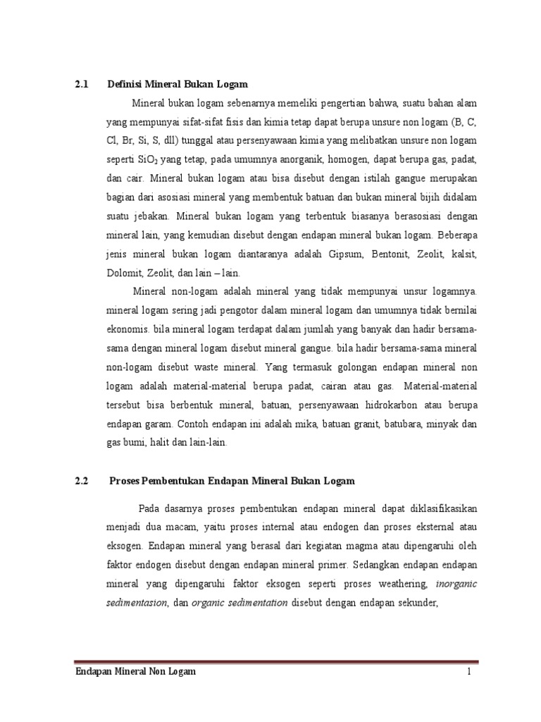 Endapan Mineral Non Logam | PDF