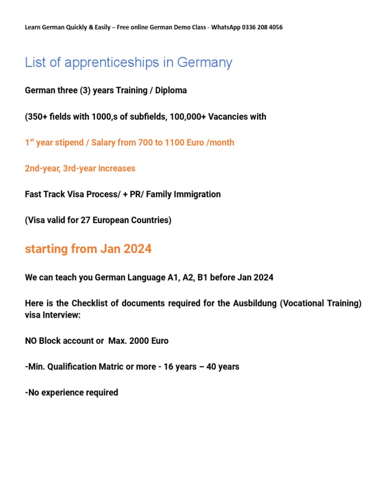 list of apprenticeships in Germany clt | PDF
