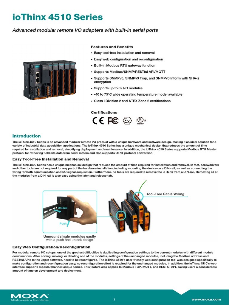 Moxa Iothinx 4510 Series Datasheet v4.2 | PDF