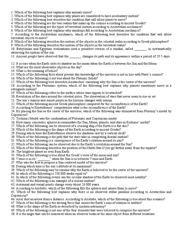 Exam Physical Science 2nd Quarter Reviewer 024424 | PDF