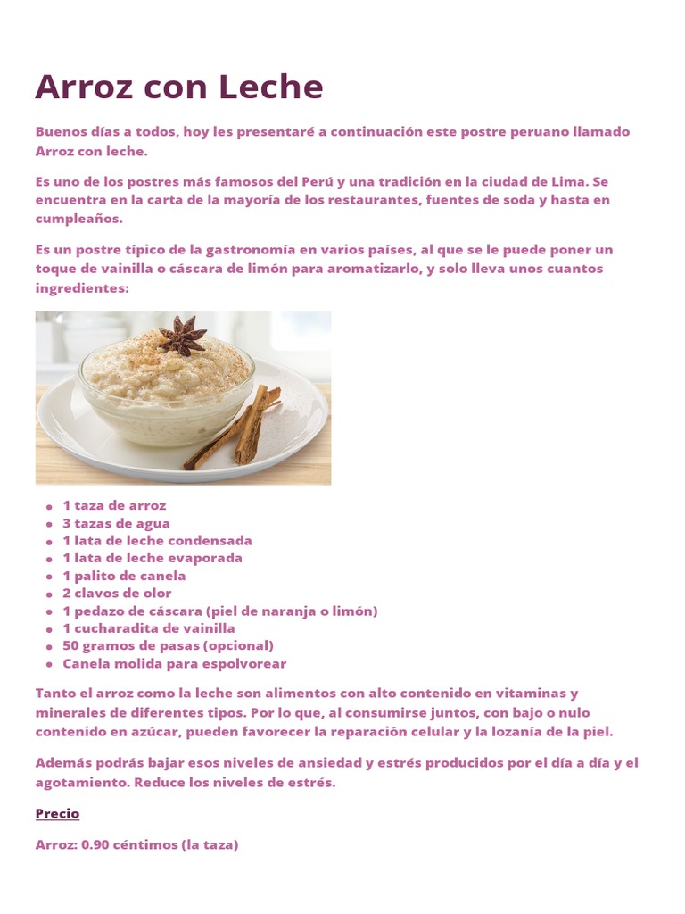 Arroz Con Leche | PDF
