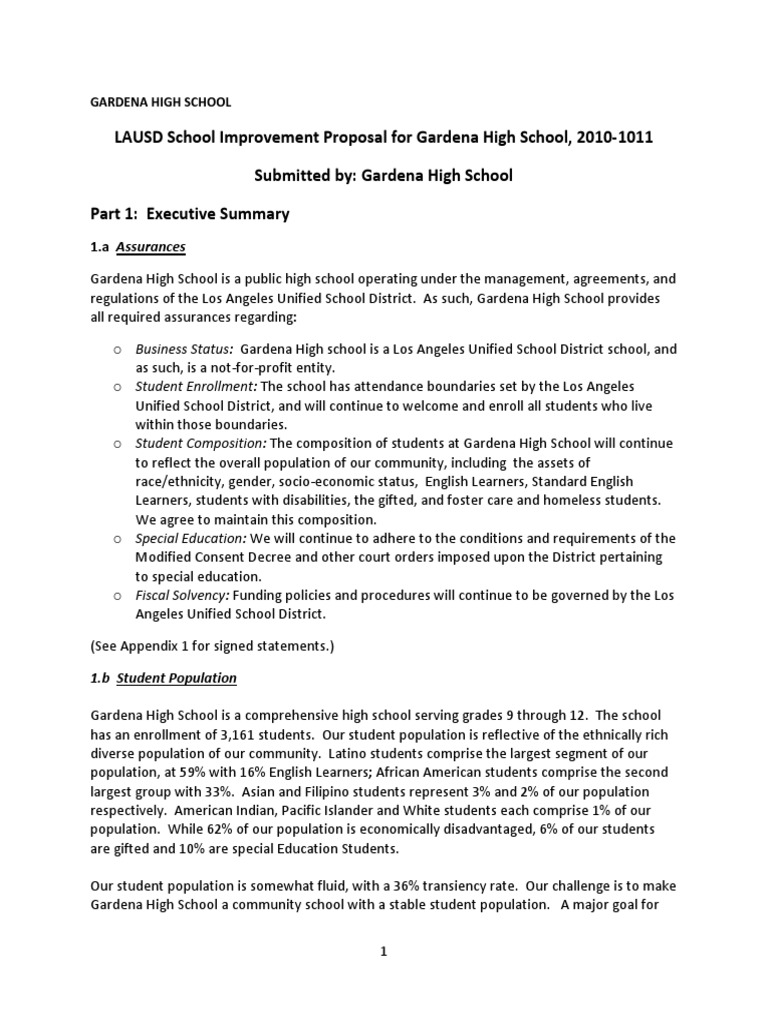 Gardena High School Proposal | PDF