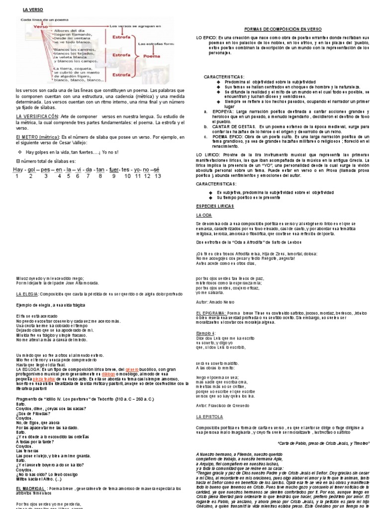 Composición y Tipos de Versos | PDF | Poesía