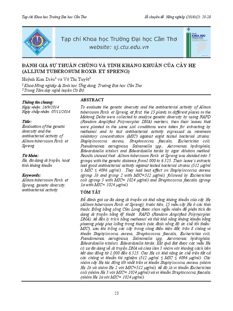 Tinh Thuan Chung Va Hoat Tinh Khang Khuan Cua Cay He | PDF