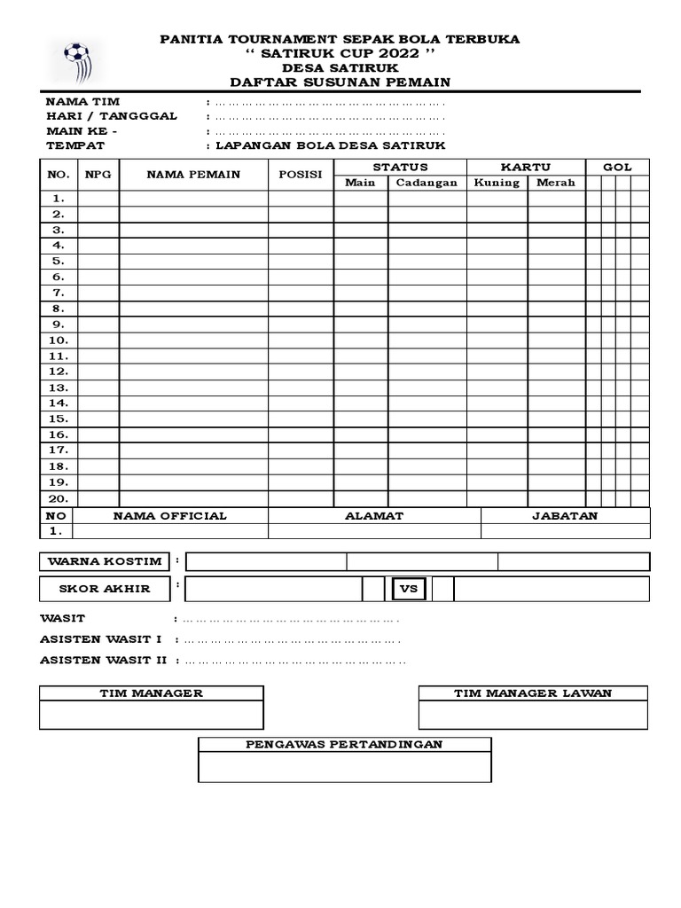 Daftar Susunan Pemain | PDF
