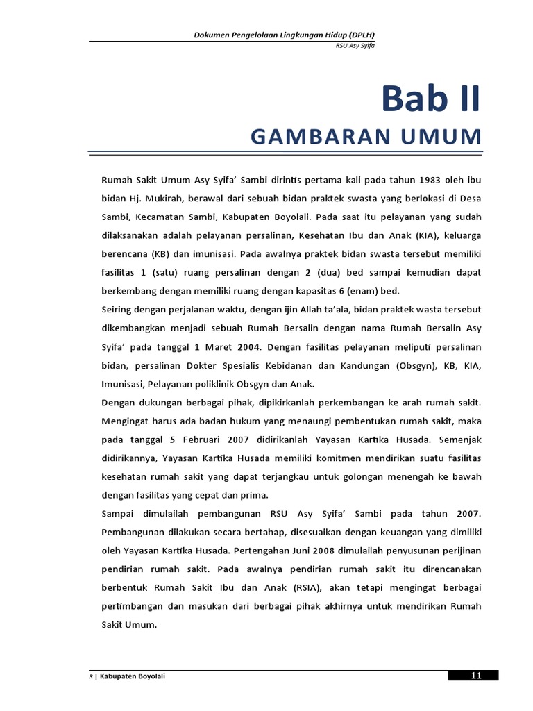 Sejarah dan Fasilitas RSU Asy Syifa | PDF