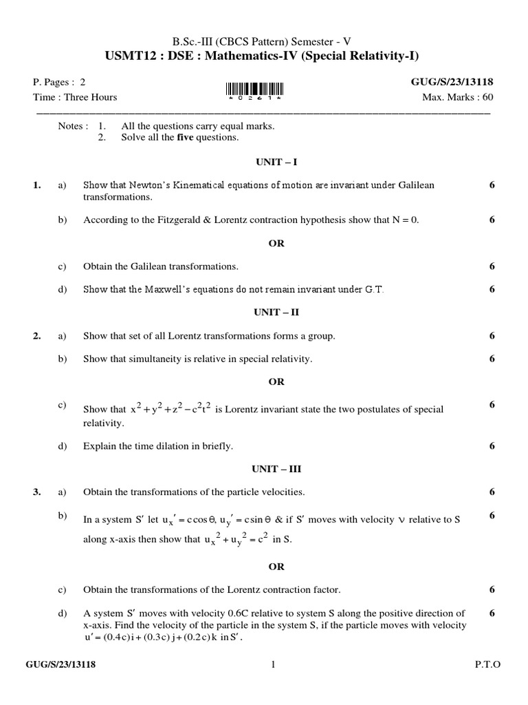 Year - B.Sc.-III (CBCS Pattern) Semester - V Subject - USMT12 - DSE ...