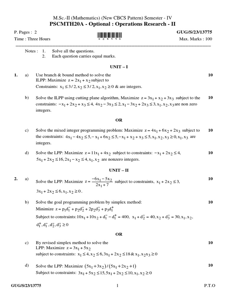 Year - M.Sc.-II (Mathematics) (New CBCS Pattern) Semester - IV Subject - PSCMTH20A - Optional ...