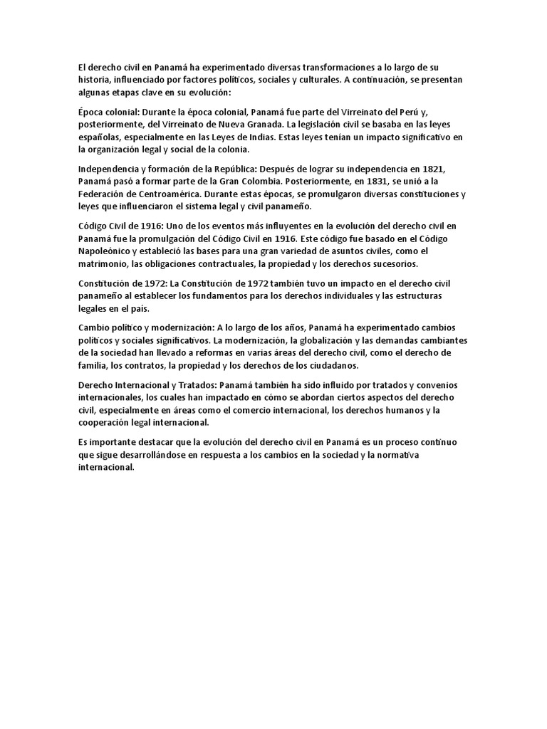 Evolucion de Codigo Civil de Panama | PDF