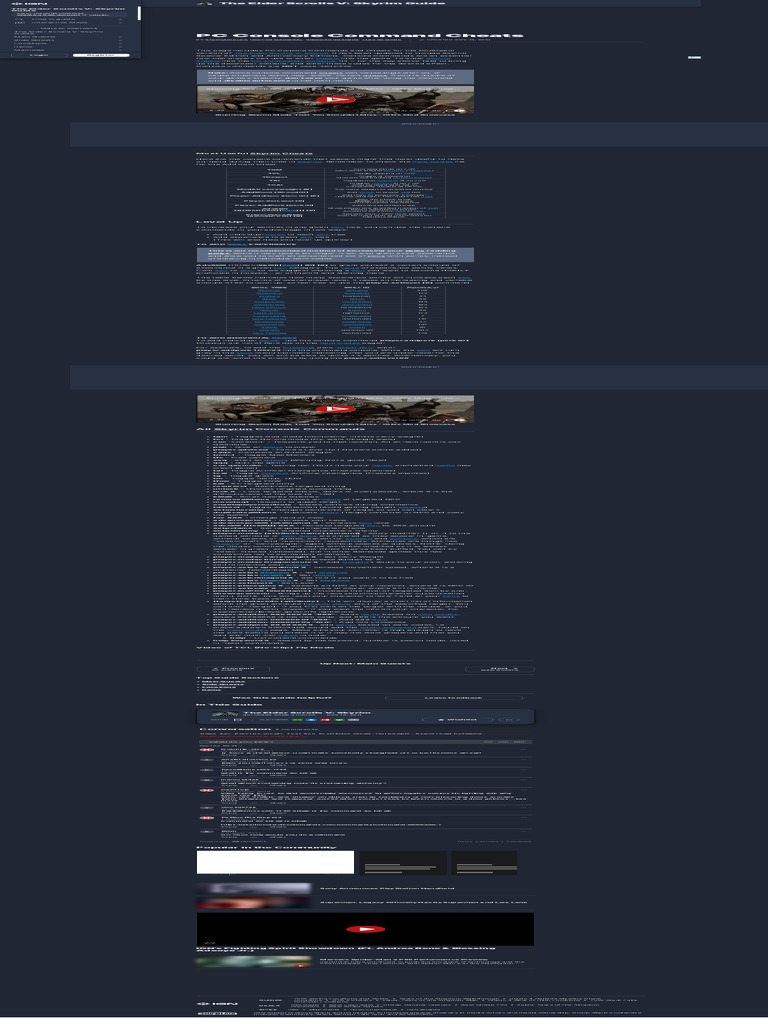 PC Console Command Cheats - The Elder Scrolls V_ Skyrim Guide - IGN | PDF