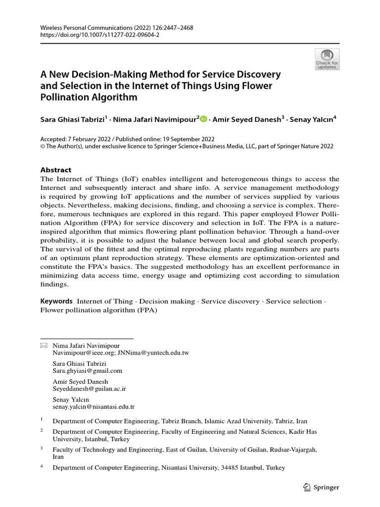 A New Decision Making Method For Service Discovery and Selection in The Internet of Things Using ...