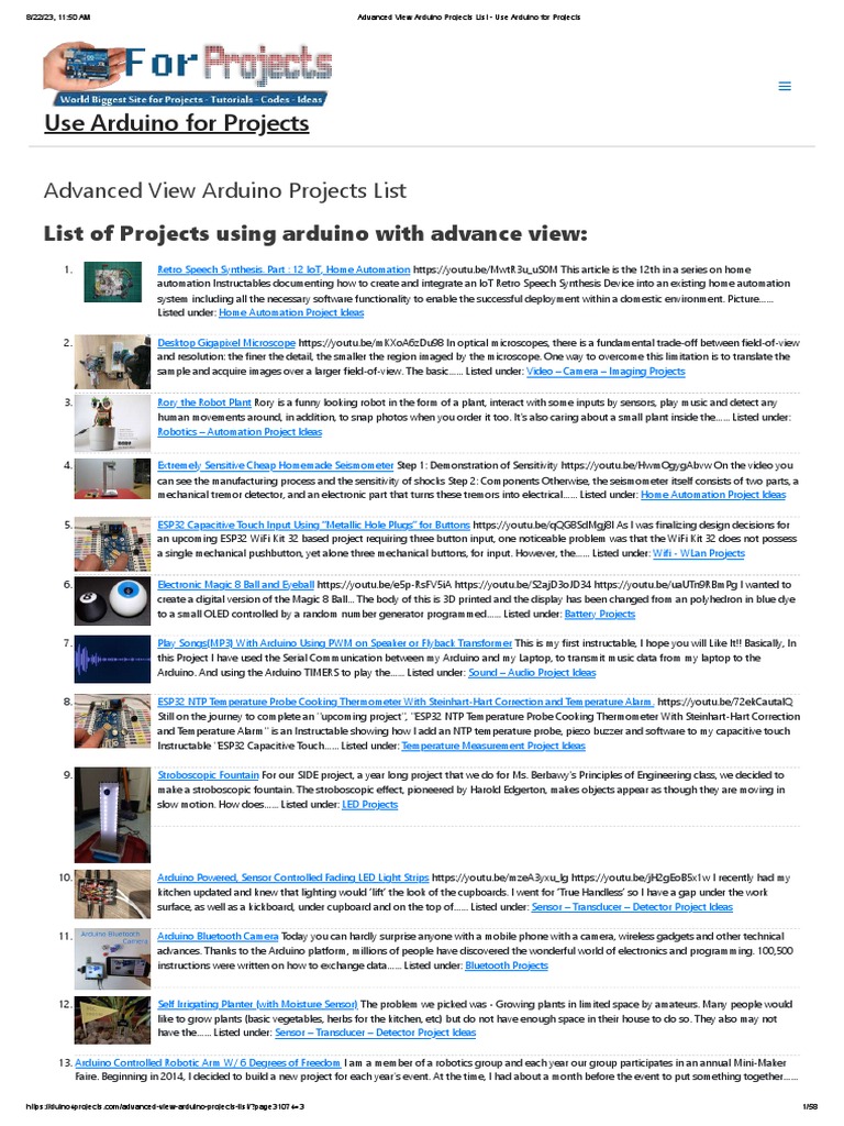 Advanced View Arduino Projects List - Use Arduino For Projects-3 | PDF ...