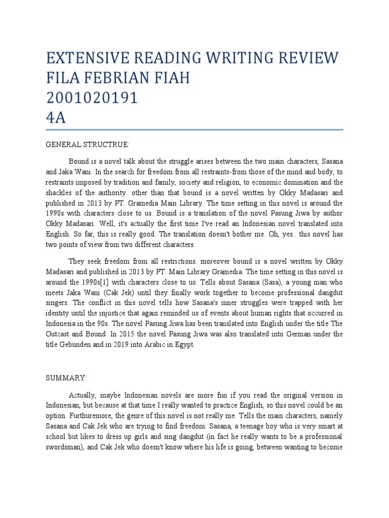 Extensive Reading Writing Review | PDF